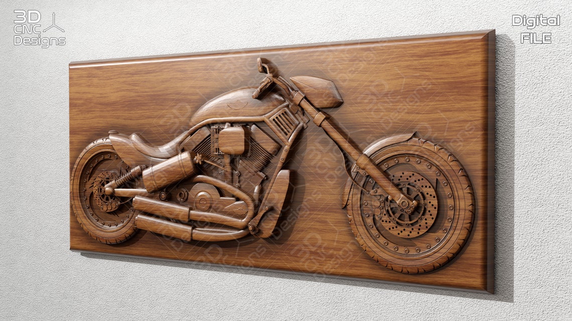 Motorcycle STL File for CNC Wood Carving - Etsy