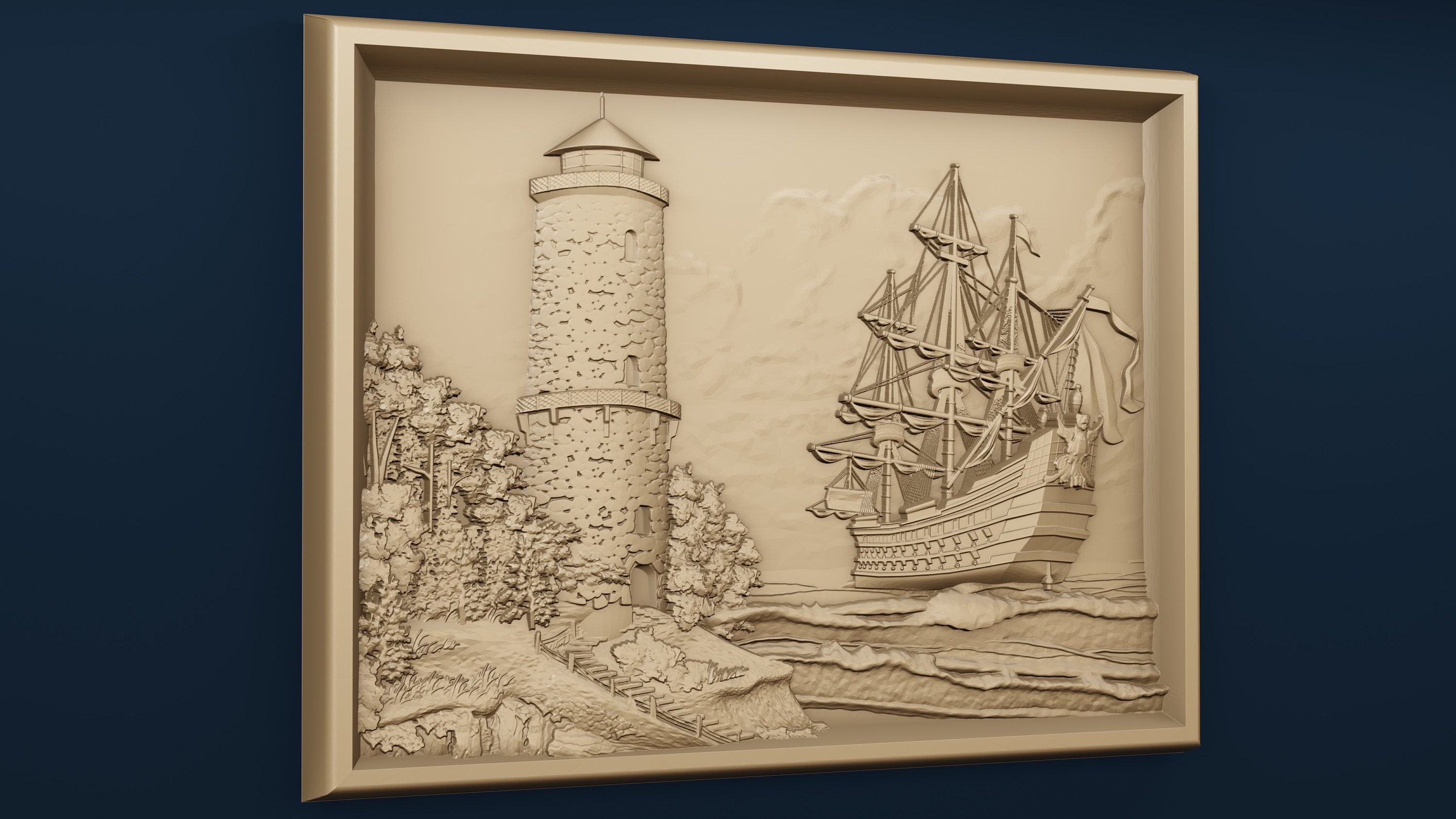 Lighthouse and Ship STL File for CNC Wood Carving - Etsy Canada