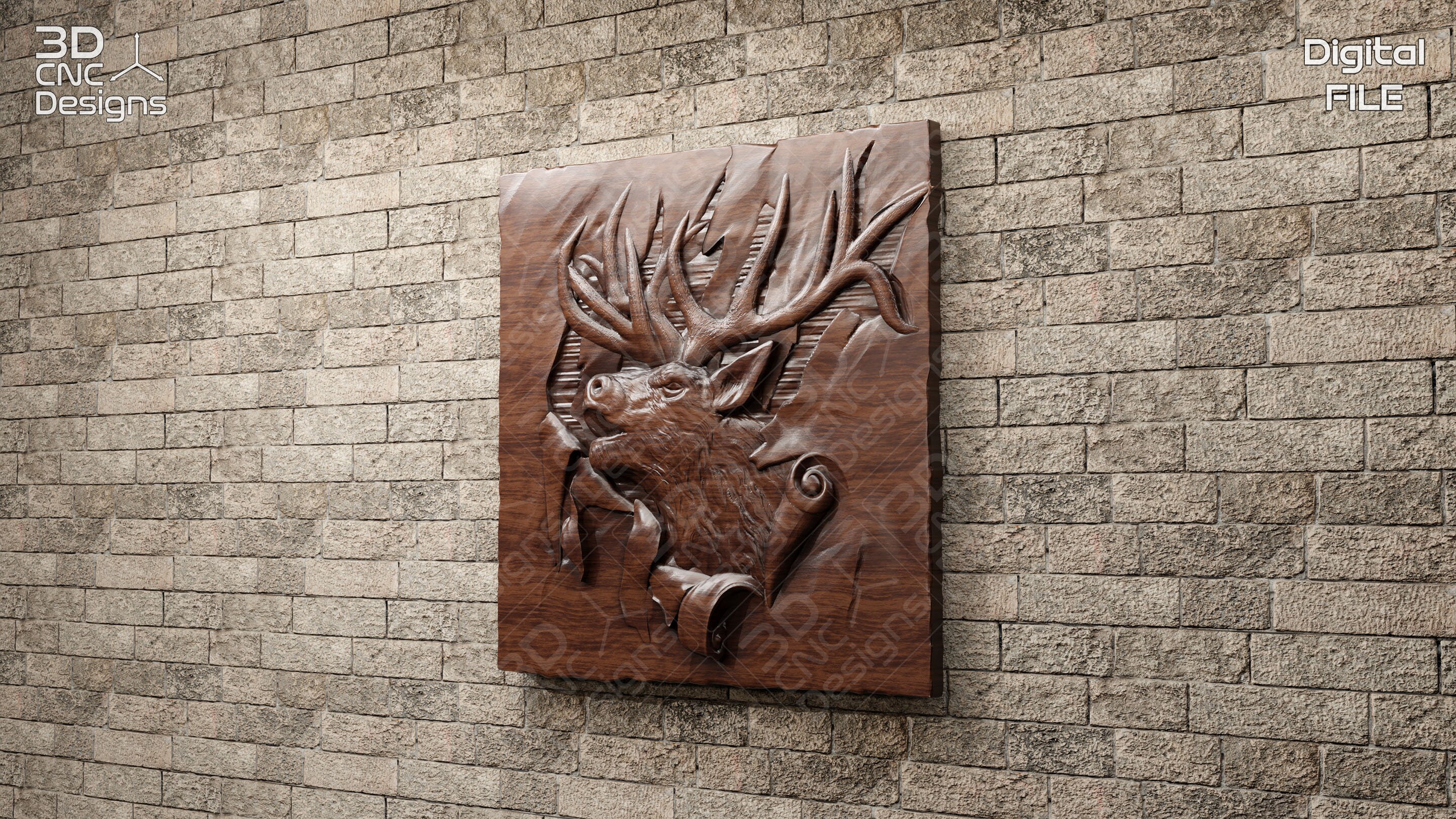 Reindeer Head STL File for CNC Wood Carving - Etsy