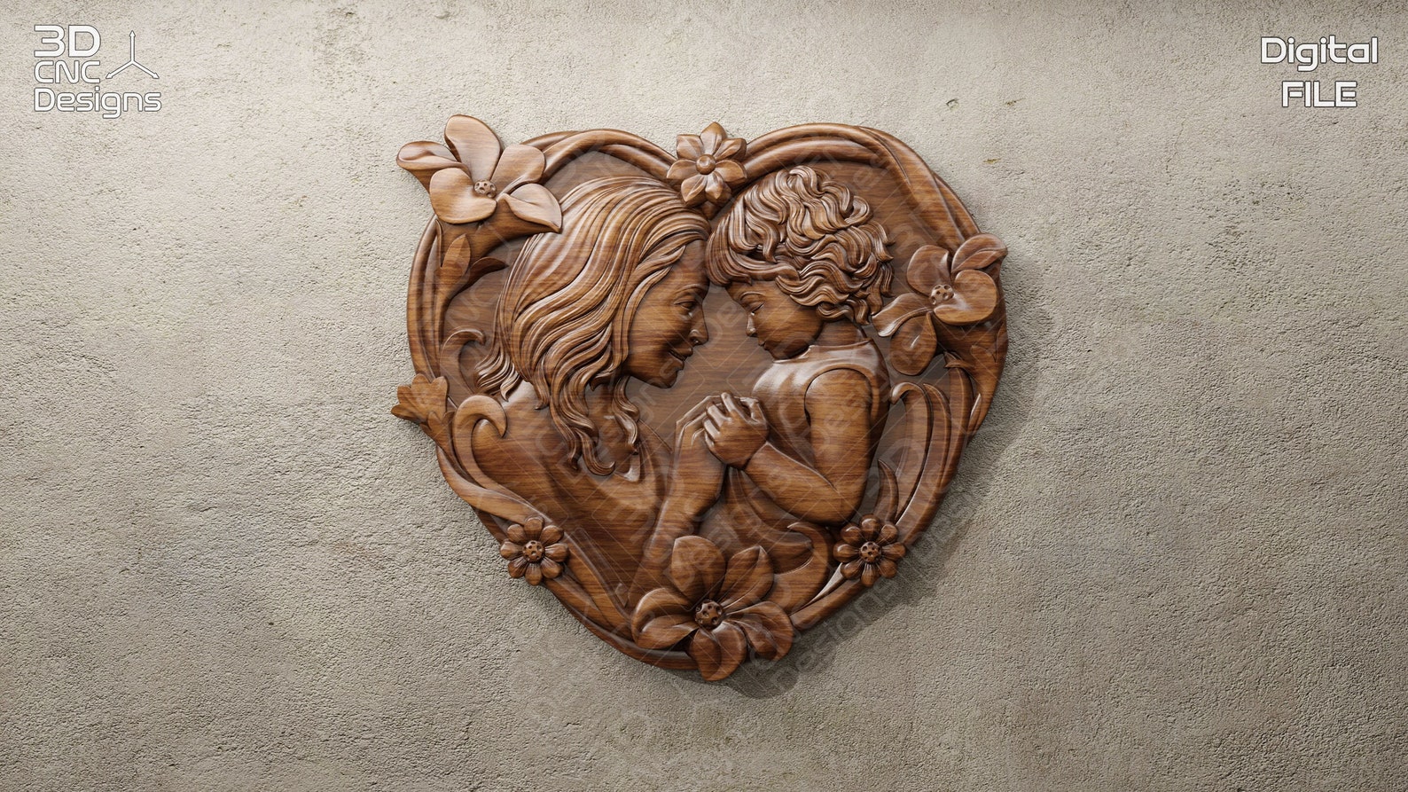 Mother and Child - STL File for CNC Wood Carving - Etsy