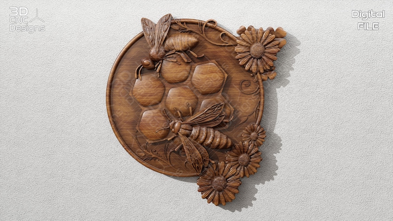 Bees and Honeycomb - STL File for CNC Wood Carving - Etsy
