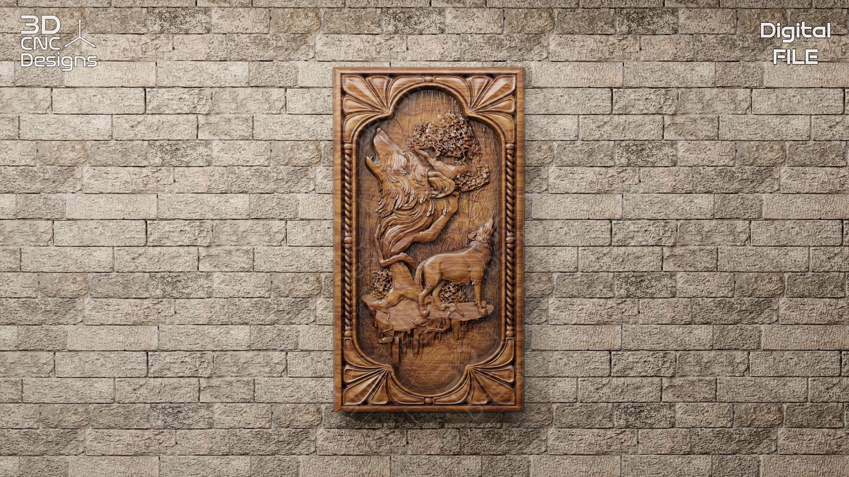 Wolf Scene - STL File for CNC Wood Carving - Etsy