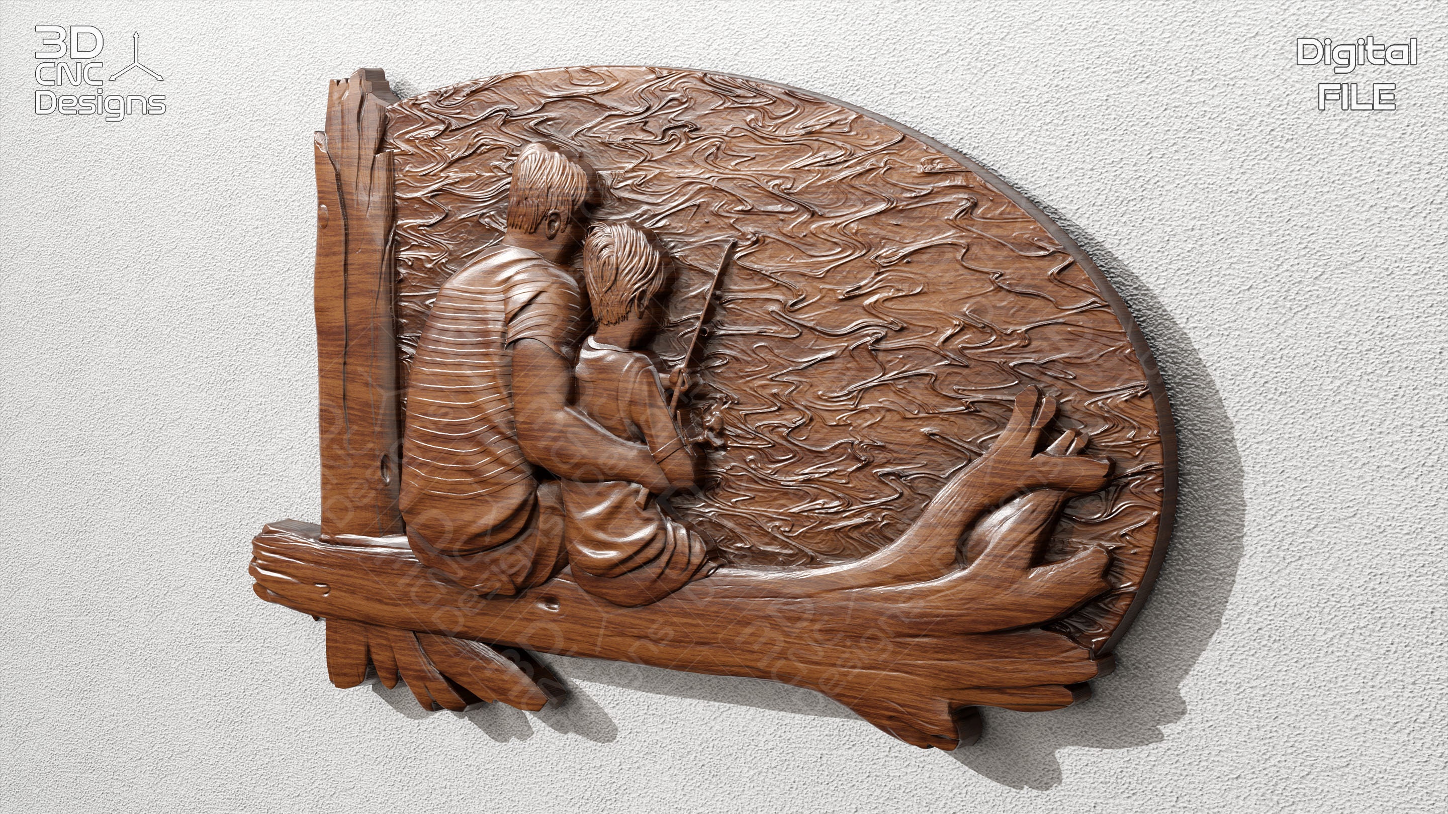 Father and Son Fishing STL File for CNC Wood Carving - Etsy