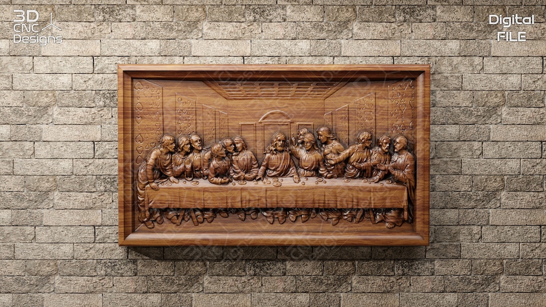 The Last Supper Stl File For Cnc Wood Carving Etsy