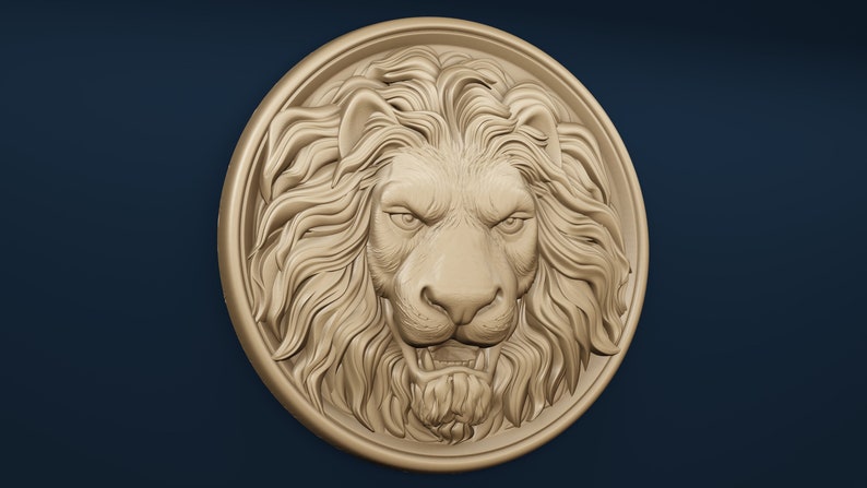 Lion Head Stl File For Cnc Wood Carving Etsy