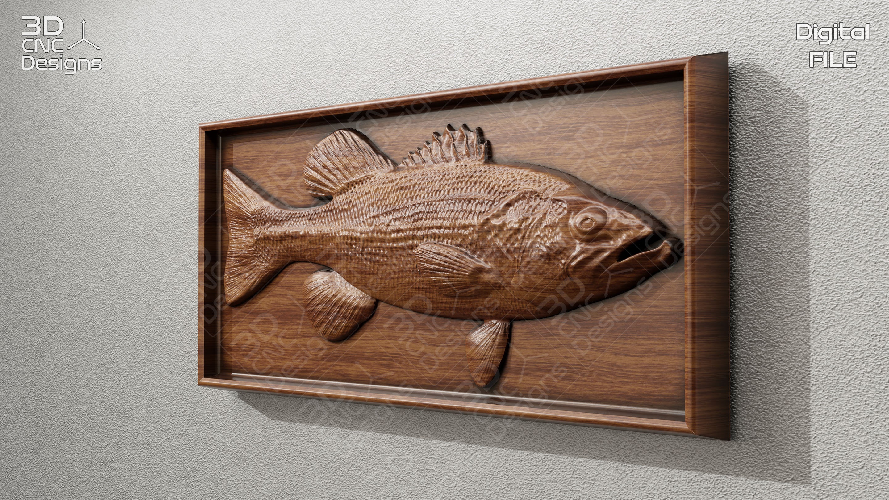 Bass Fish - STL File for CNC Wood Carving - Etsy