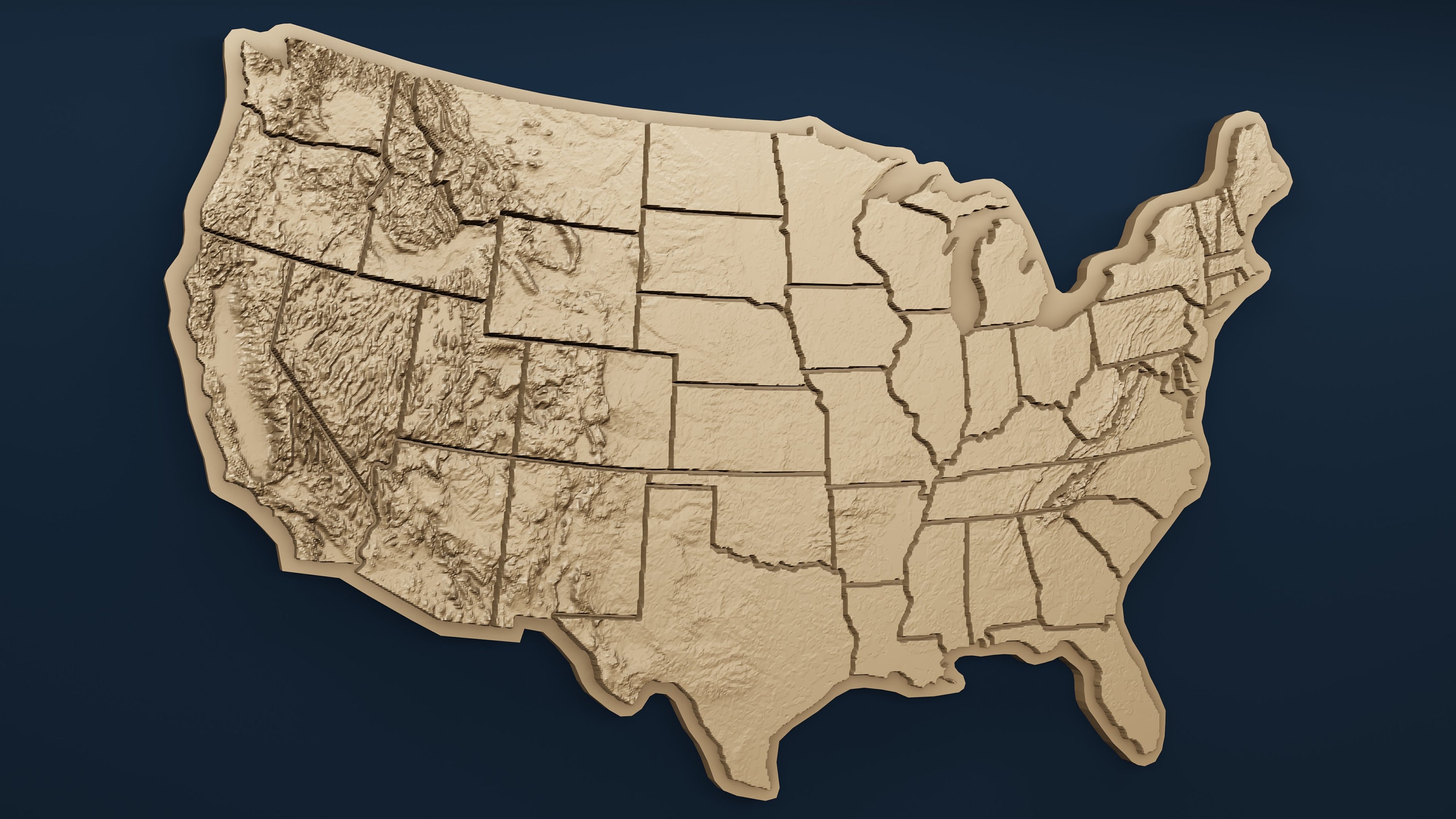 USA Map Wall Mount V2 - STL File for CNC Wood Carving - Etsy