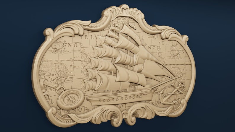 Sailing Ship V2 - STL File for CNC Wood Carving - Etsy