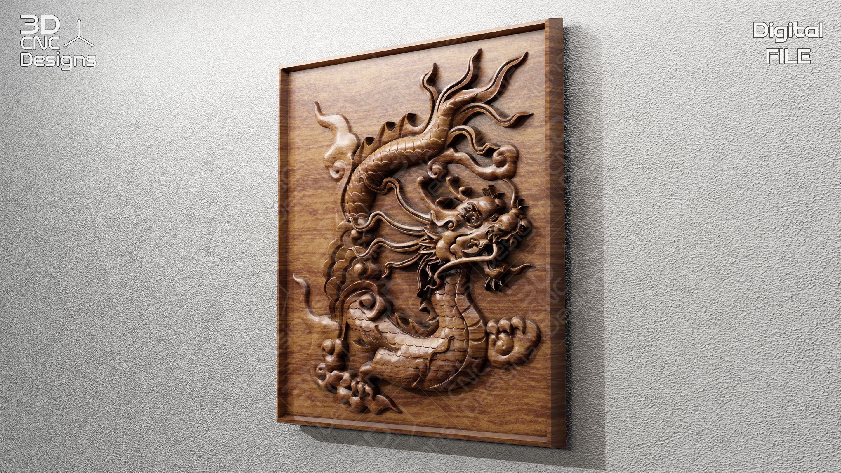 Chinese Dragon STL File for CNC Wood Carving - Etsy