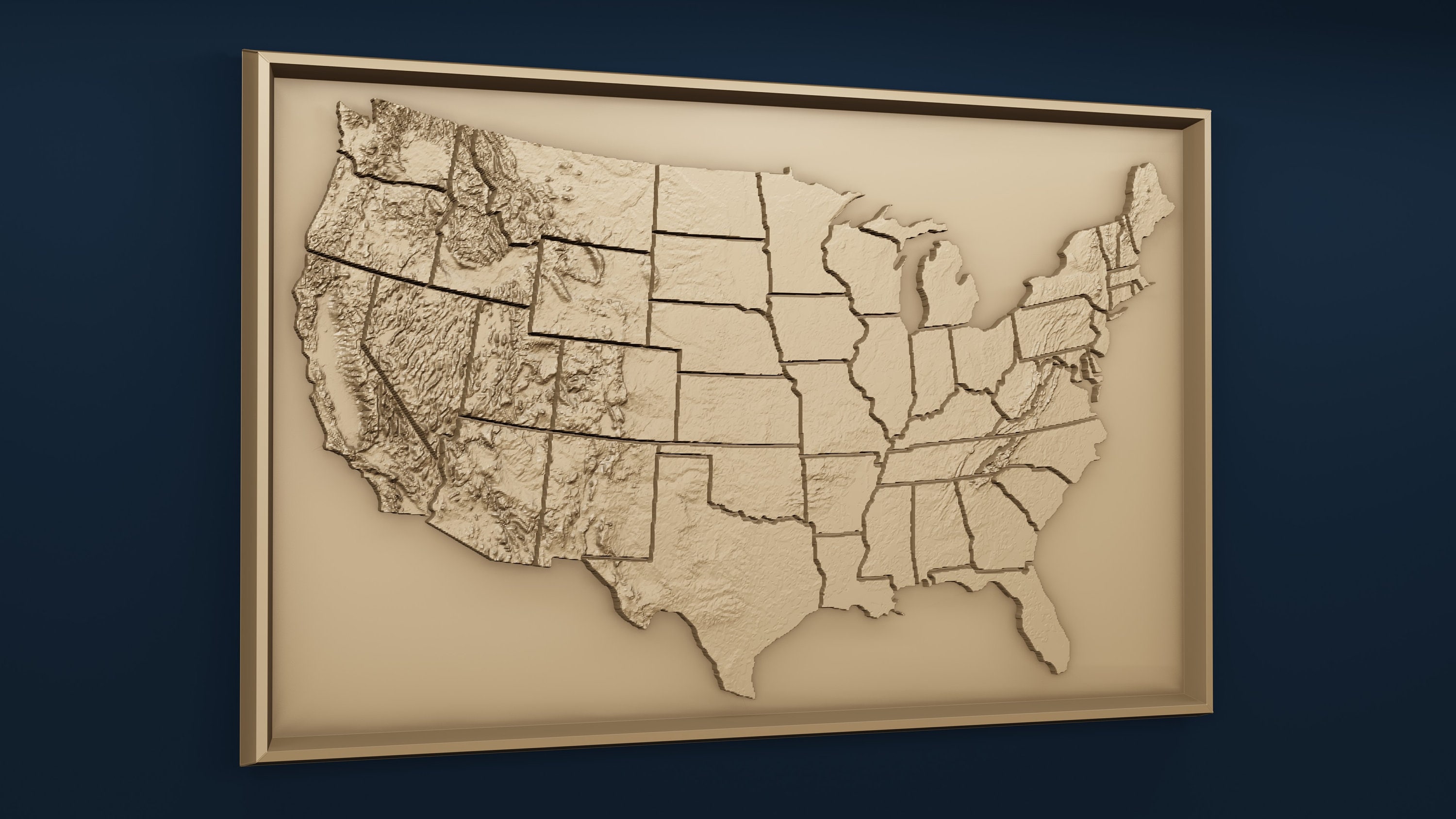 USA Map Wall Mount STL File for CNC Wood Carving - Etsy