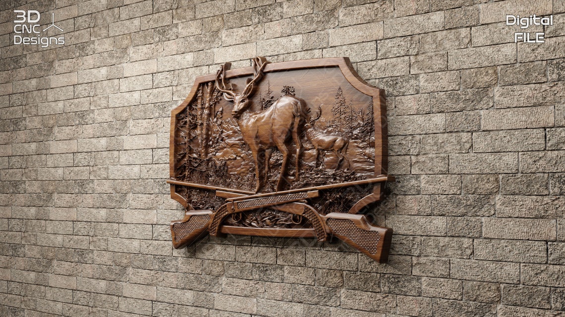 Hunter Deer Scene - STL File for CNC Wood Carving - Etsy