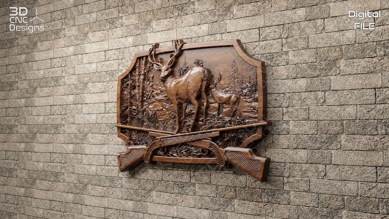 Hunter Deer Scene STL File for CNC Wood Carving - Etsy