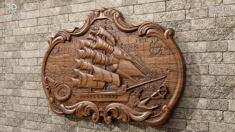 Sailing Ship V2 STL File for CNC Wood Carving - Etsy