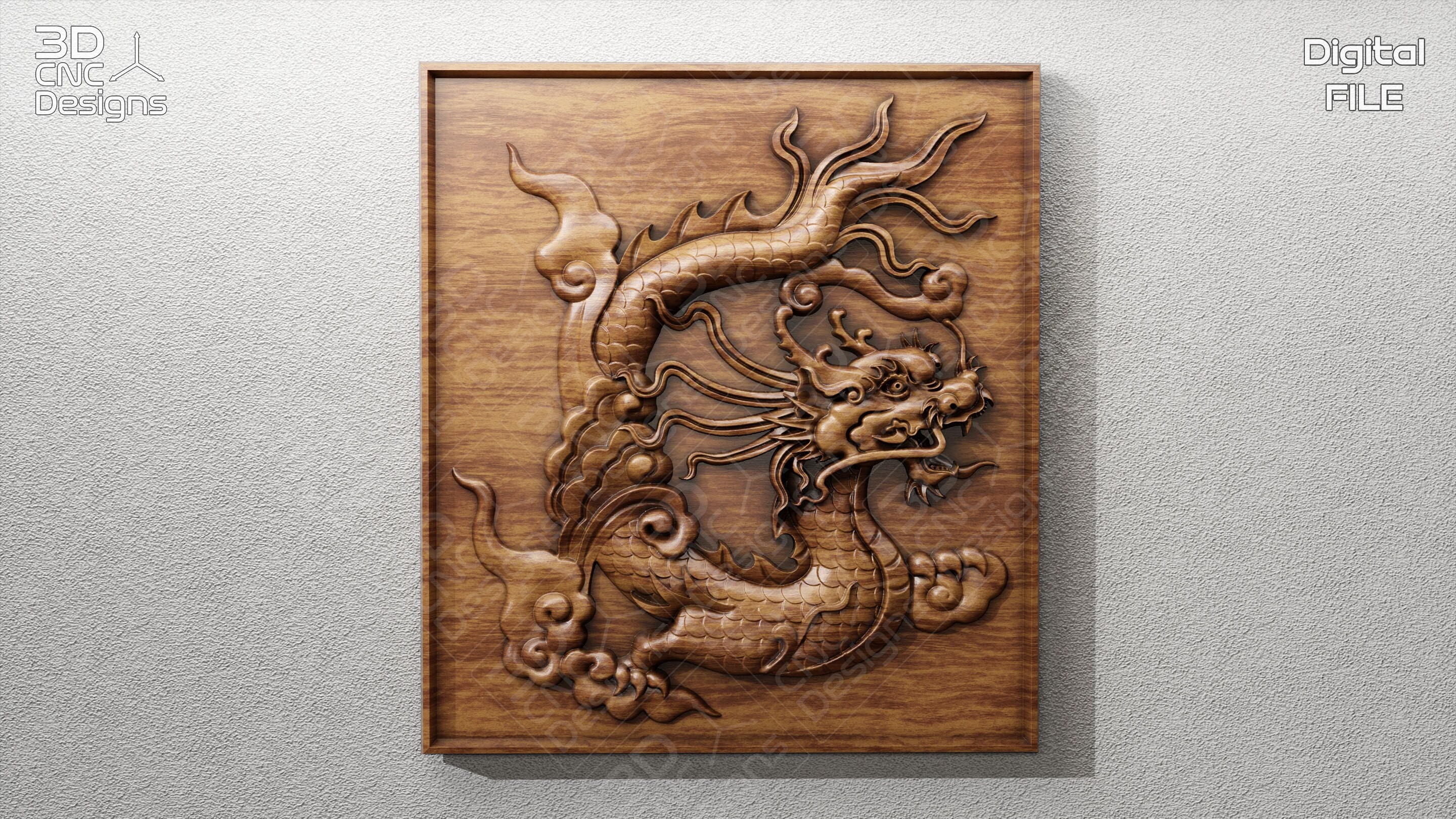 Chinese Dragon STL File for CNC Wood Carving - Etsy