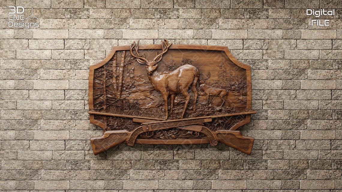 Hunter Deer Scene - STL File for CNC Wood Carving - Etsy