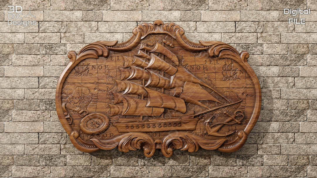 Sailing Ship V2 - STL File for CNC Wood Carving - Etsy