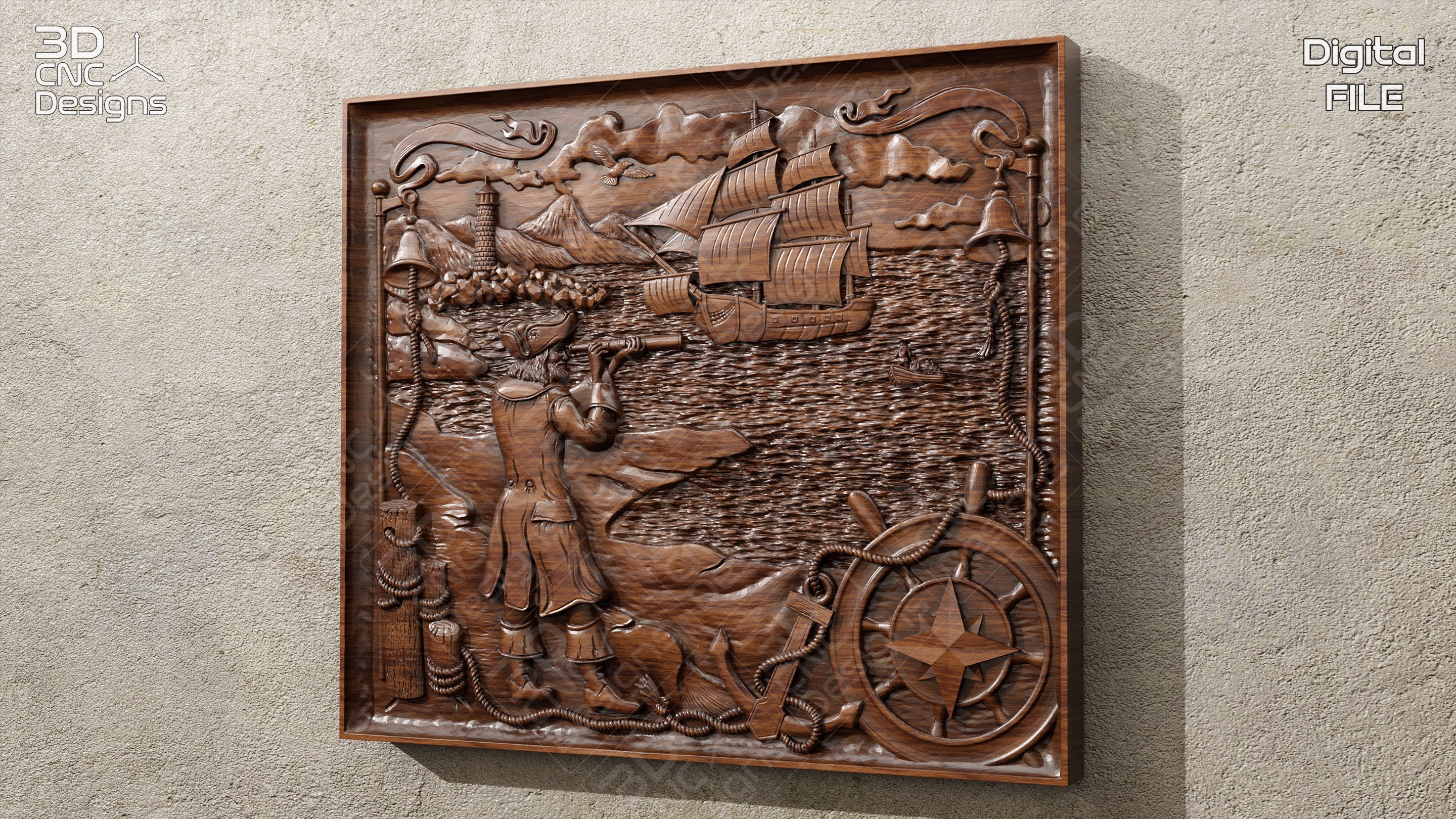 Sailor on Sea Shore - STL File for CNC Wood Carving - Etsy