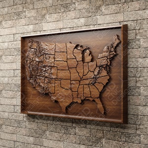 USA Map Wall Mount - STL File for CNC Wood Carving - Etsy