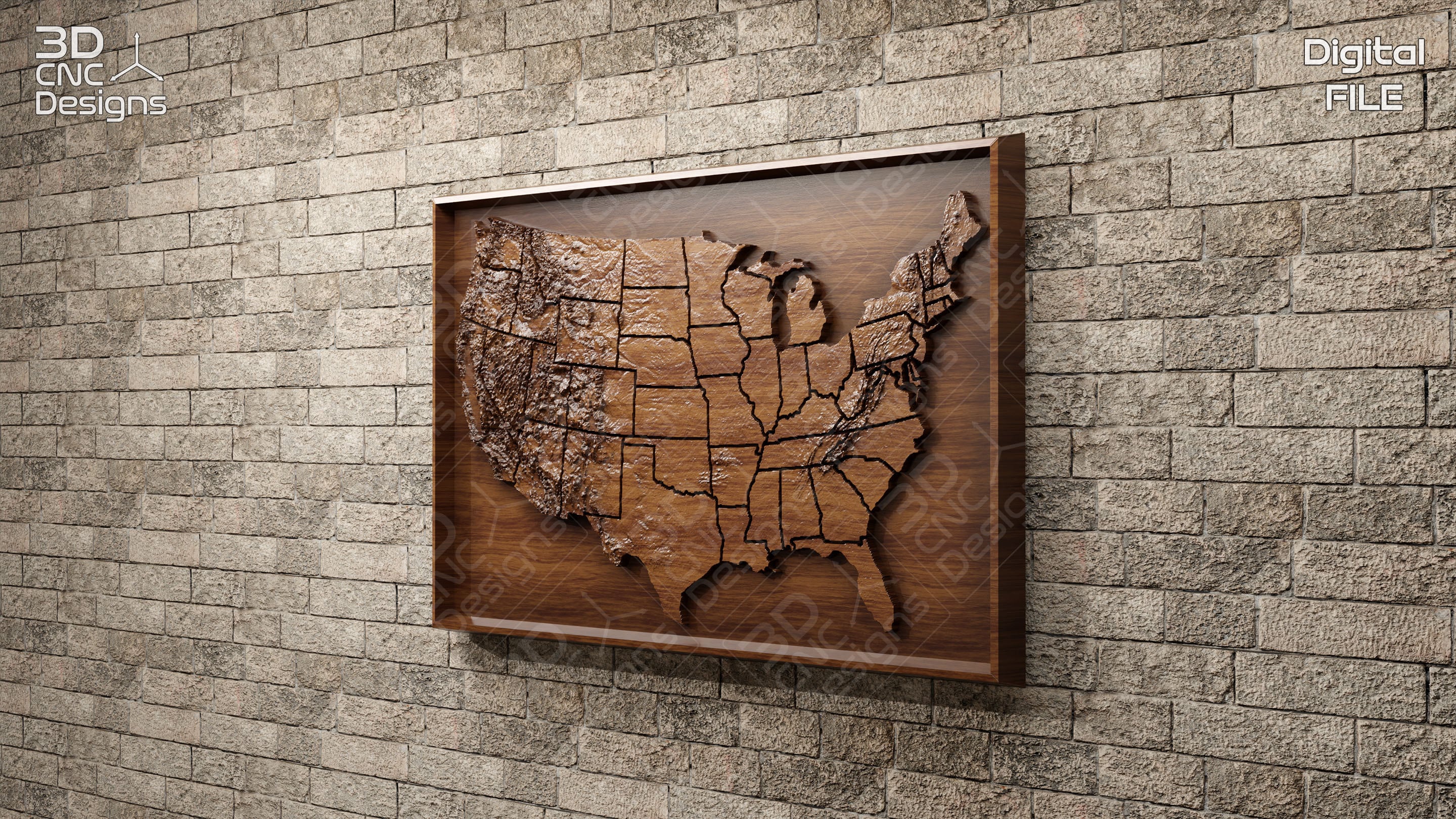 USA Map Wall Mount - STL File for CNC Wood Carving - Etsy