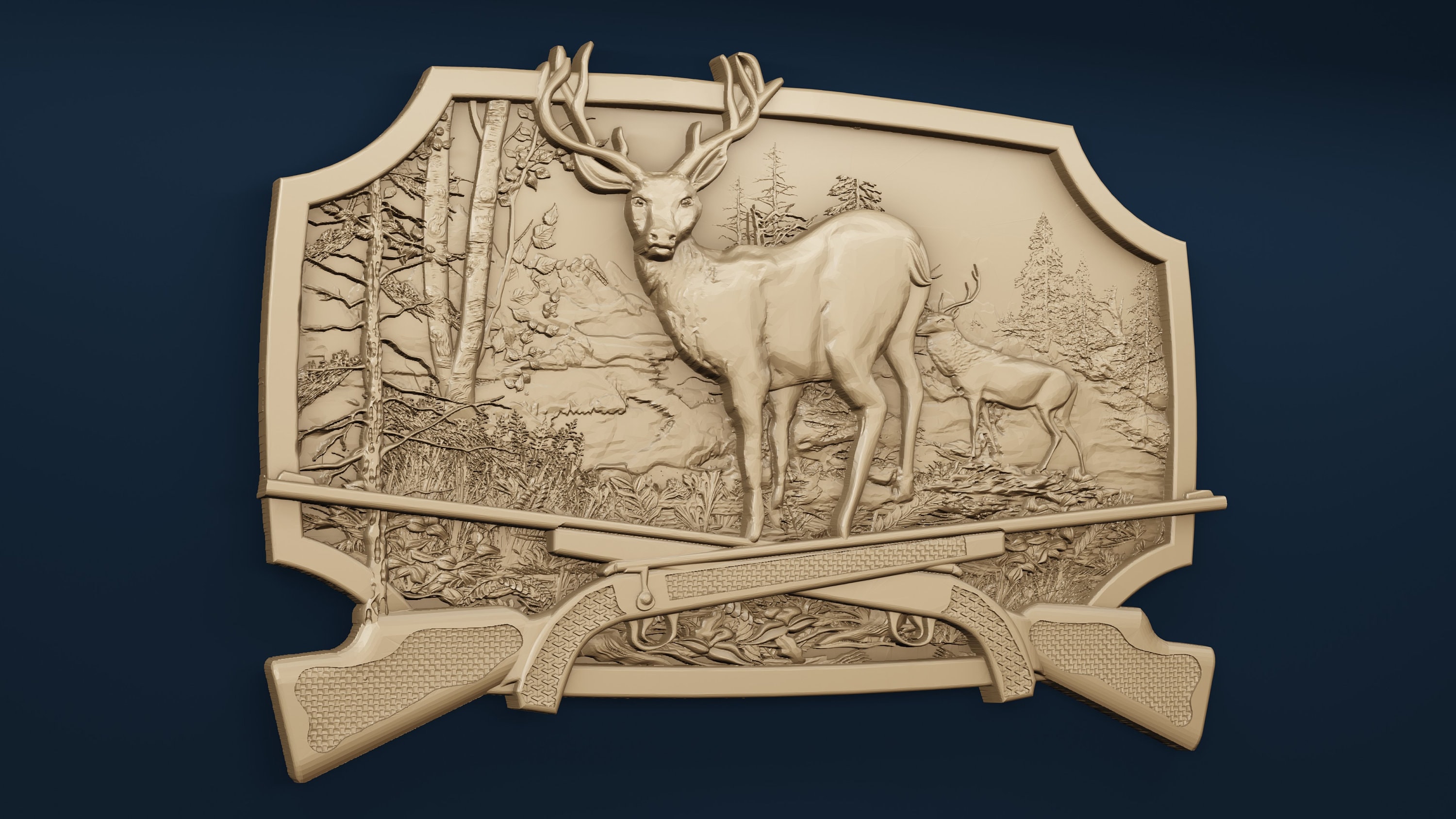 Hunter Deer Scene STL File for CNC Wood Carving - Etsy