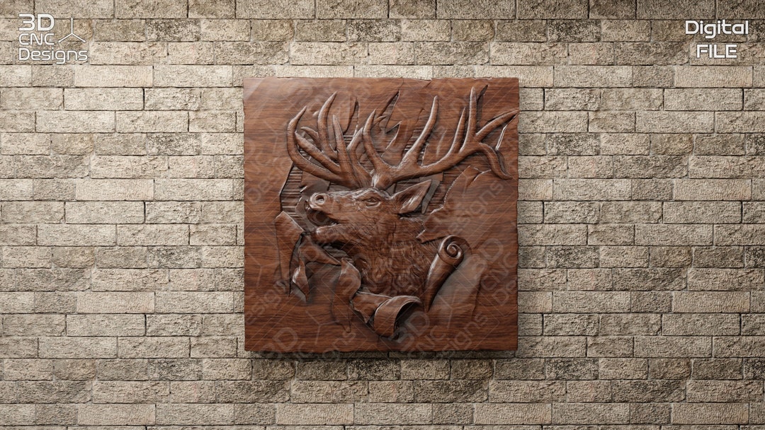 Reindeer Head - STL File for CNC Wood Carving - Etsy