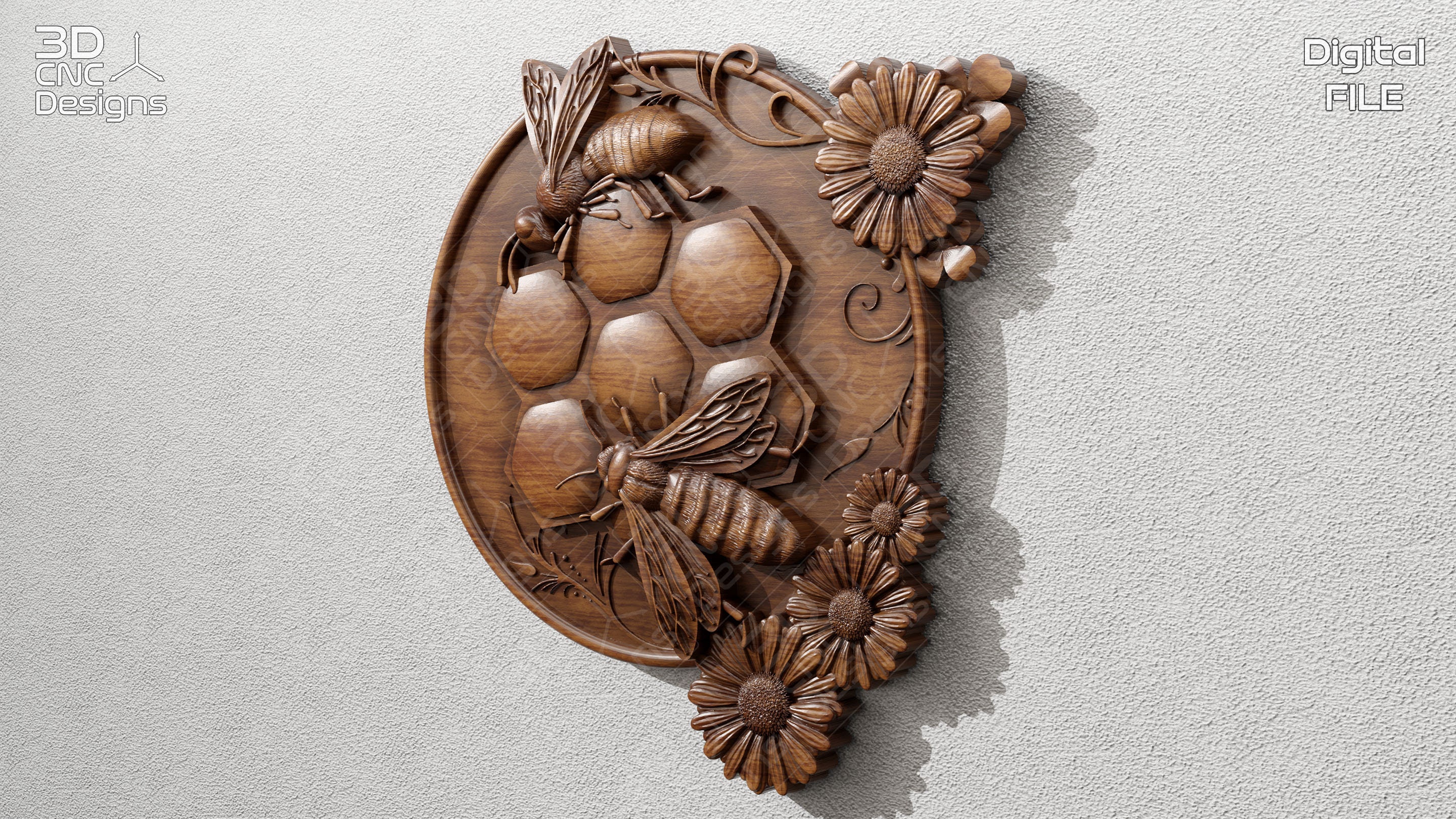 Bees and Honeycomb STL File for CNC Wood Carving - Etsy