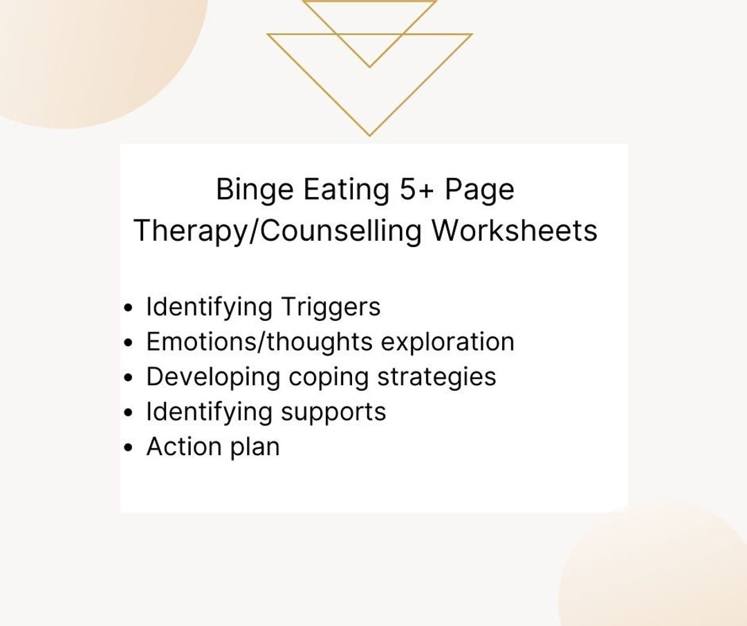 Binge Eating Disorder Counselling/therapy Worksheet 5 Pages - Etsy