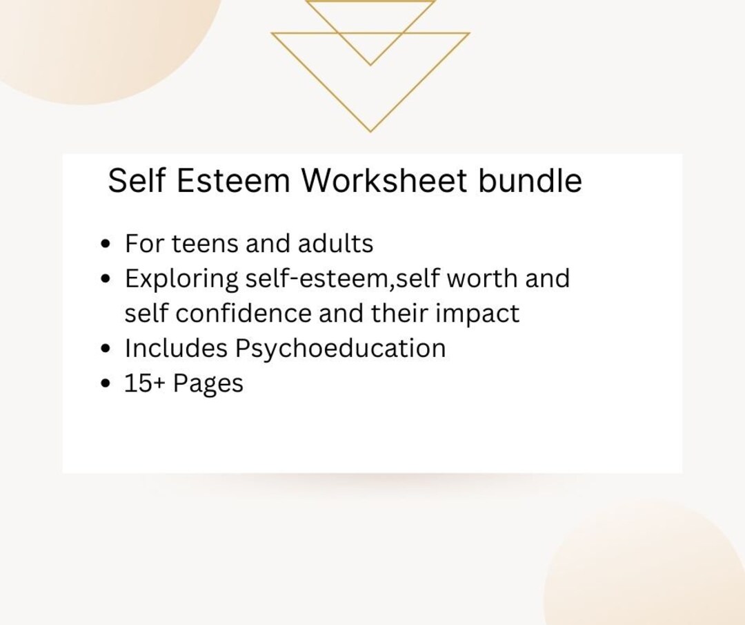 Adults/teens Self Esteem Worksheet Bundle for Therapist/counsellor - Etsy