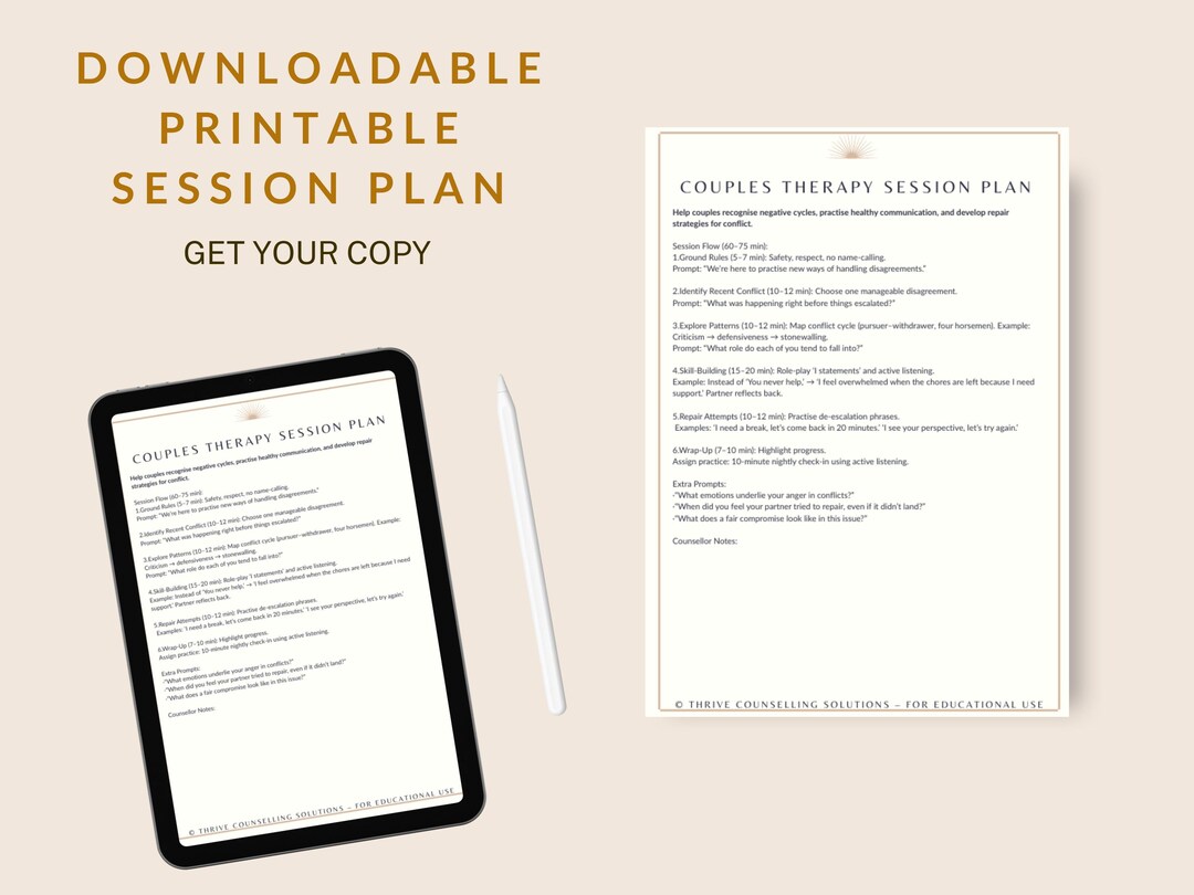 Couples Counselling Session Plan Worksheet - Etsy