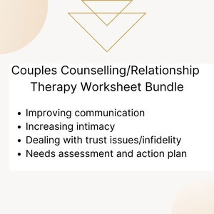 Therapist/counsellor Couples Relationship Worksheet Bundle Digital ...
