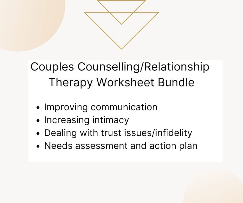 Therapist/counsellor Couples Relationship Worksheet Bundle Digital ...