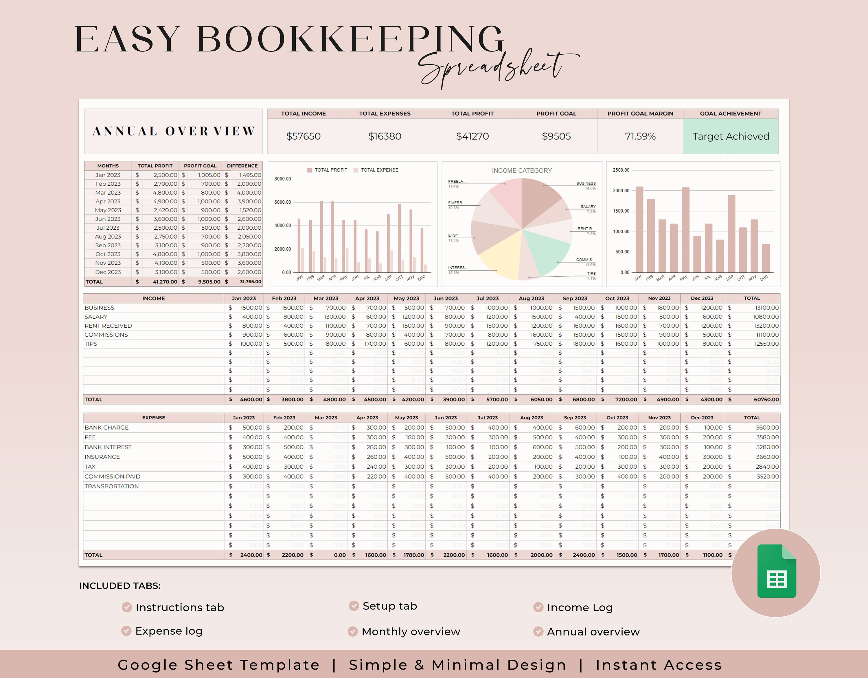 Bookkeeping Template Bookkeeping Template