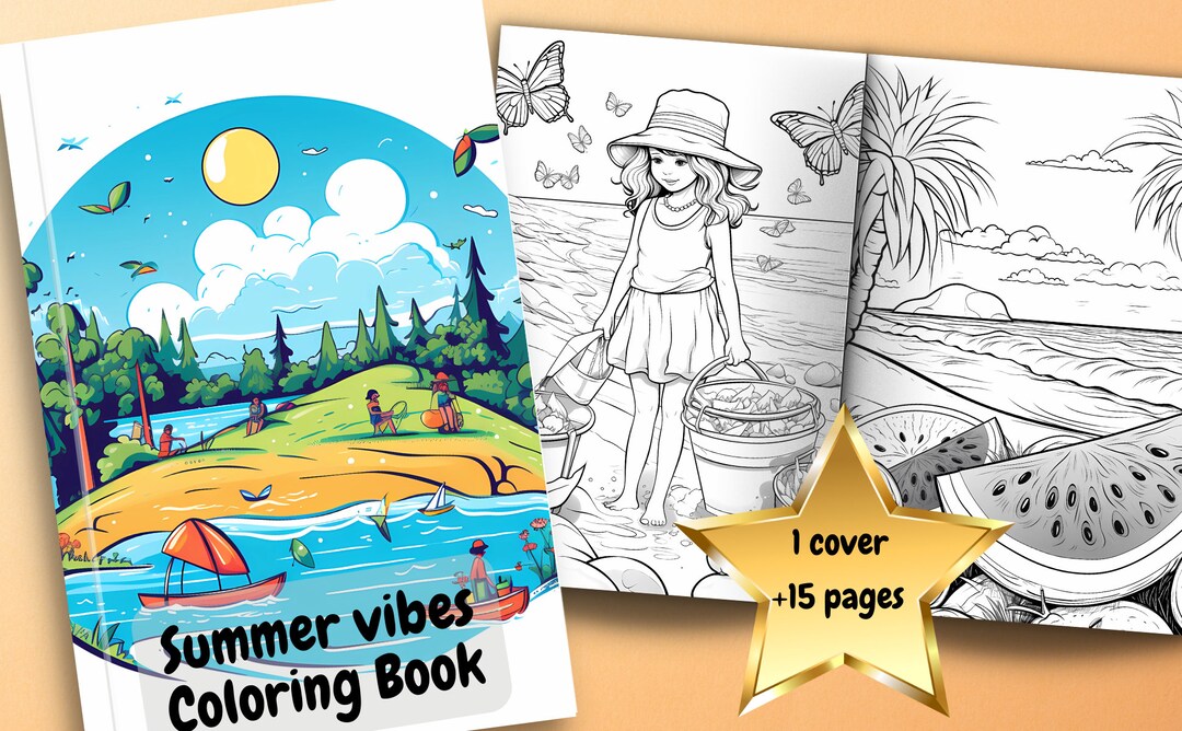 15 Summer Vibes Coloring Page Book Digital Art Coloring Page - Etsy