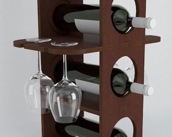 Laser Cut Wooden Wine Rack CNC Router Template DWG File Laser Cut File ...