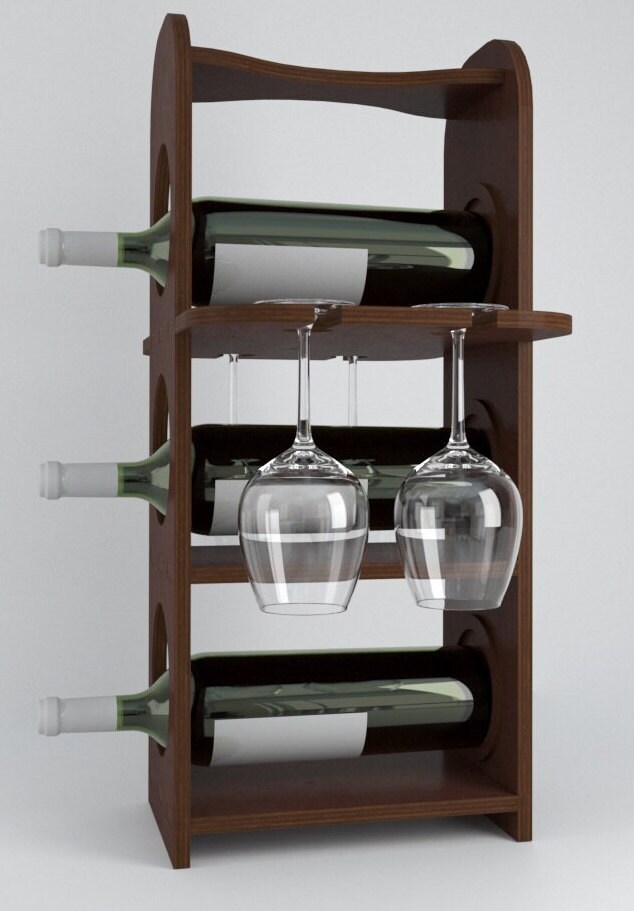Laser Cut Wooden Wine Rack CNC Router Template DWG File Laser Cut File ...
