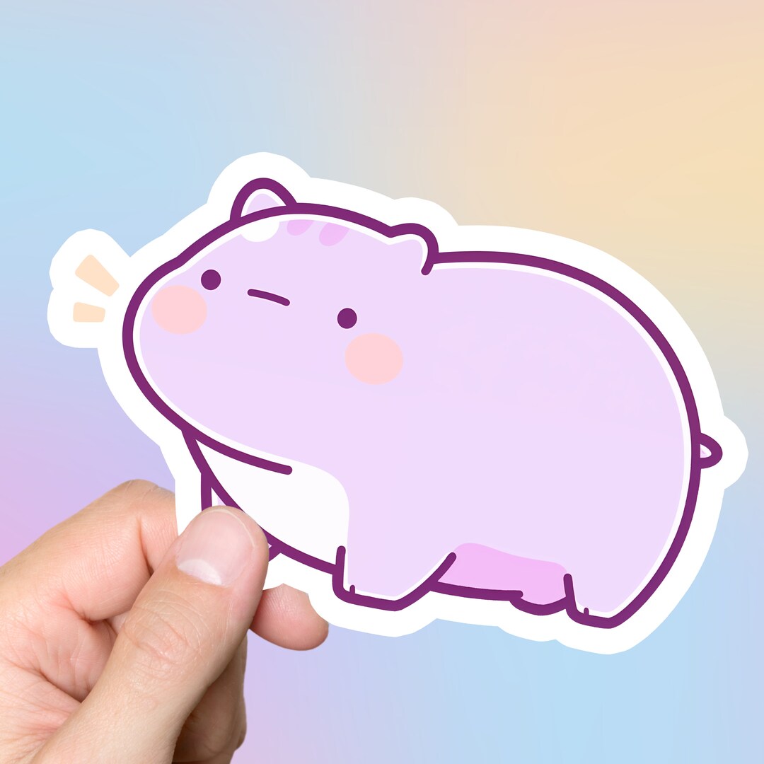 Cute Pastel Hippopotamus Sticker Funny Kawaii Hippo Art Birthday Gift ...