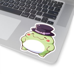 Froggy Top Hat Sticker Kawaii Preppy Aesthetic Chubby Froggy Rain Frog ...