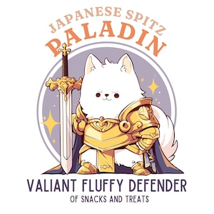 Japanese Spitz Paladin T-shirt DND Funny Dungeons and Dragons Kawaii ...
