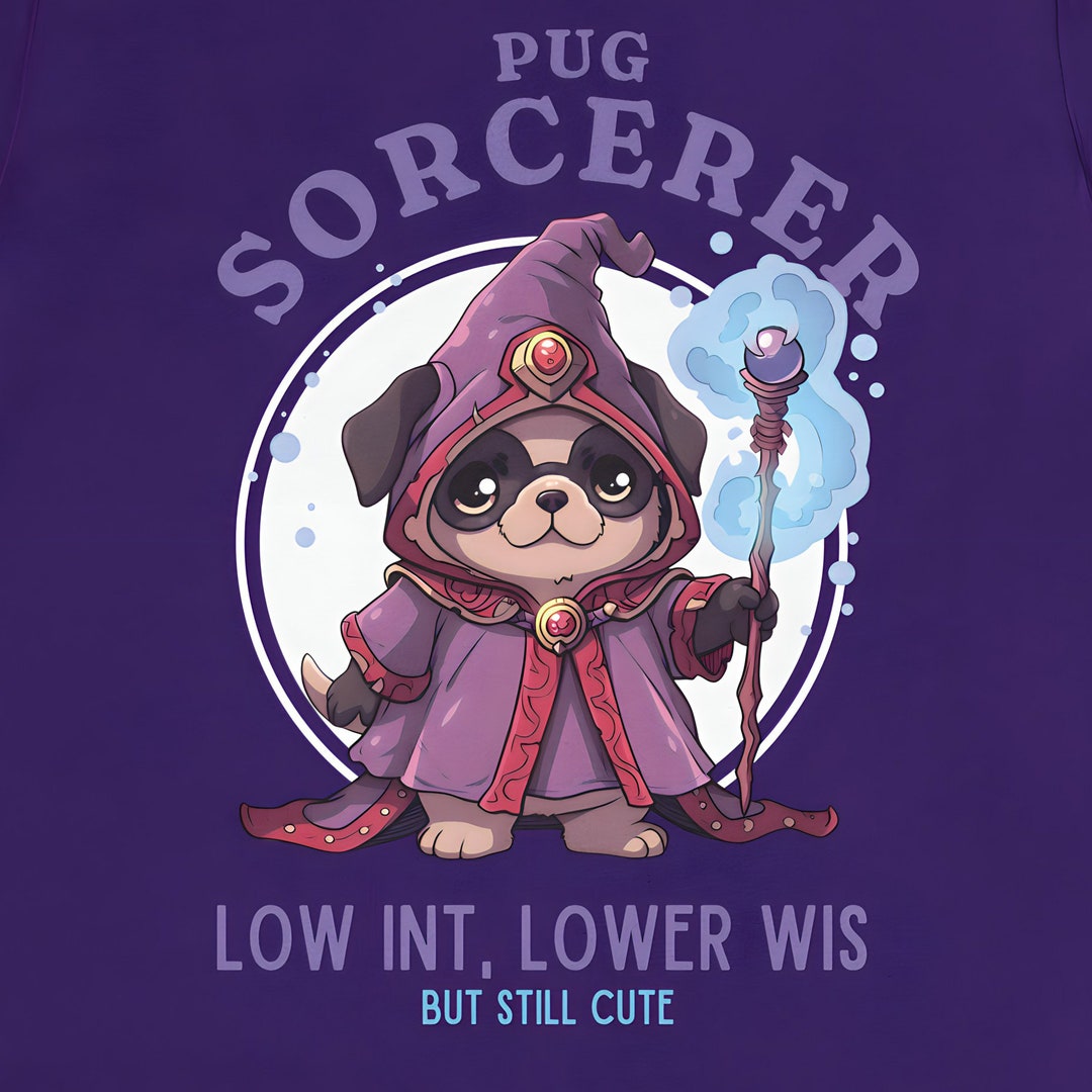 Pug DND Sorcerer T-shirt, Cute Dungeons and Dragons Gift, Kawaii ...