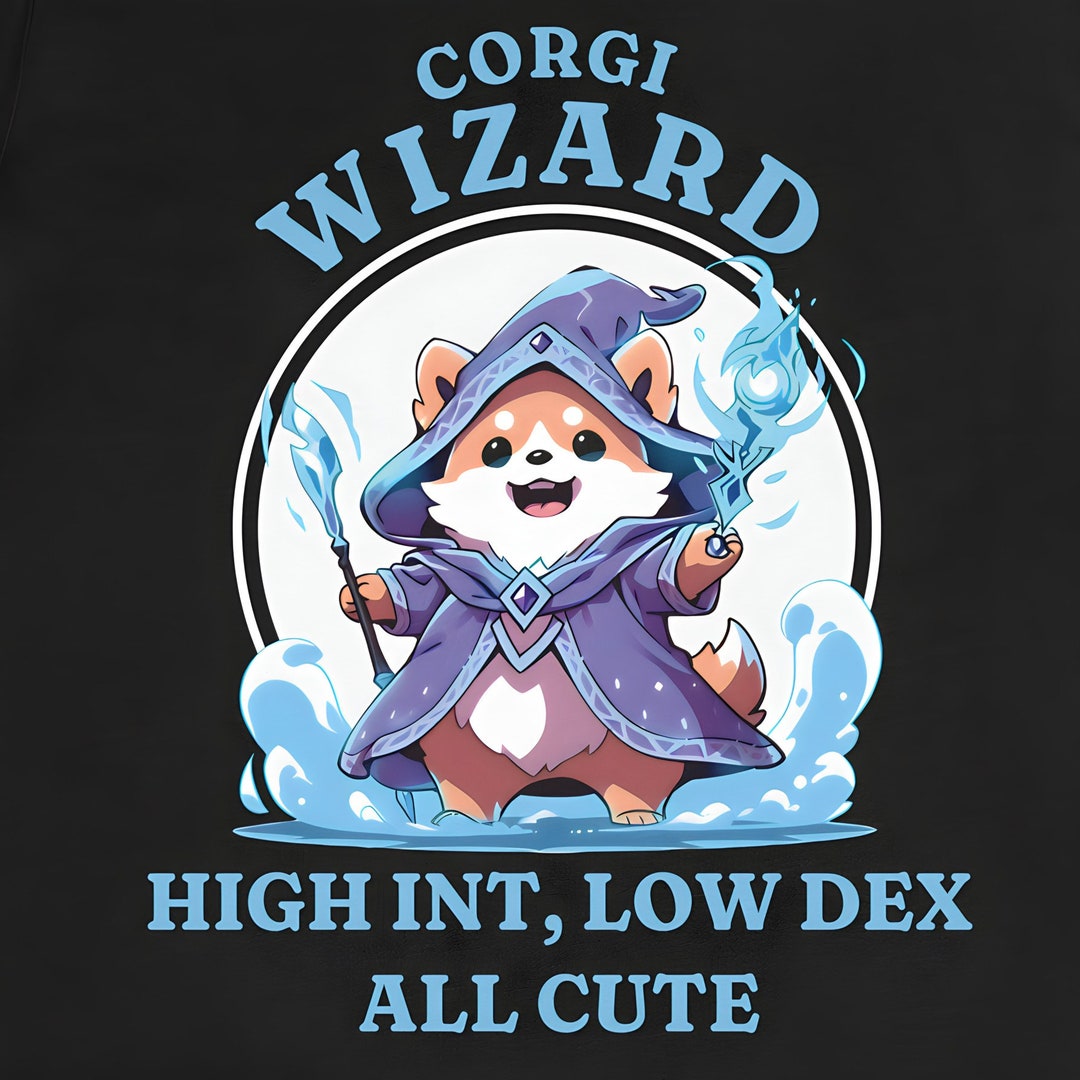 Corgi DND Wizard T-shirt, Cute Dungeons and Dragons Gift, Kawaii Corgi ...