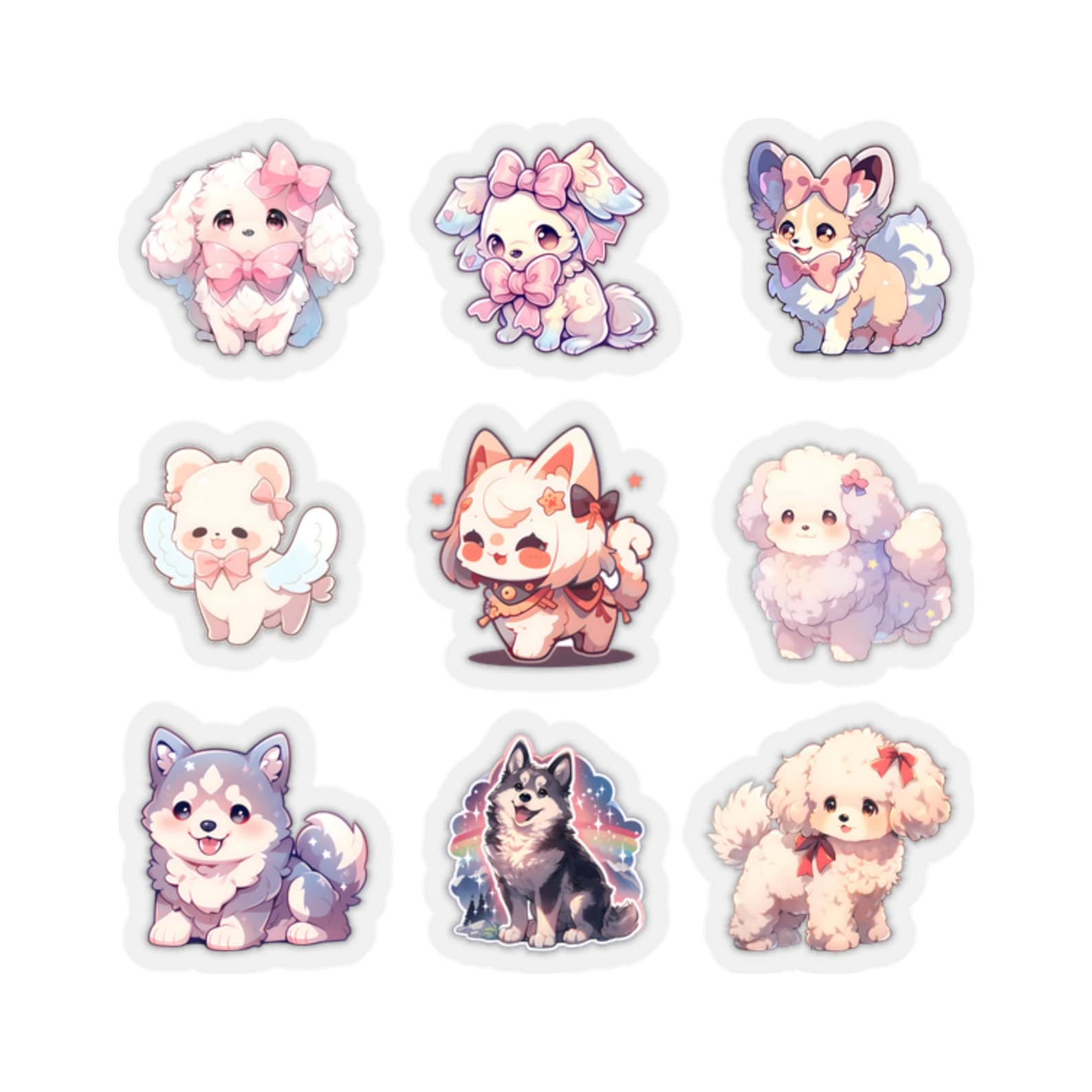 Cute Dogs Sticker Set Kawaii Animal Stickers Gift for Dog - Etsy