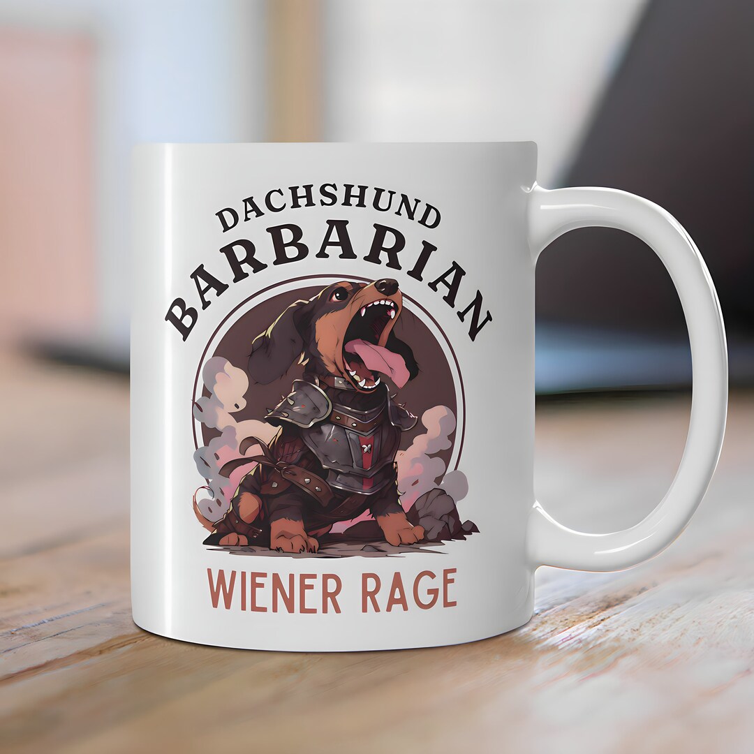 Dachshund Barbarian DND Mug BG3 Sausage Dog Weiner Rage Kawaii Gift Mug ...