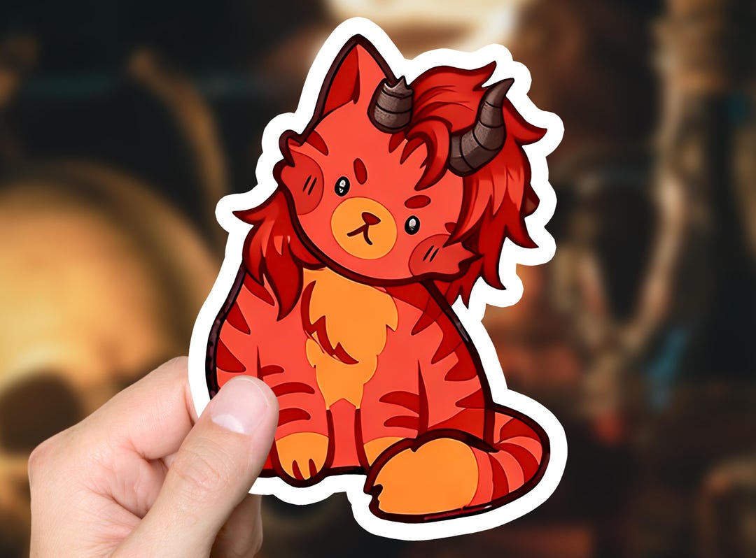 Chibi Karlach Kitty Sticker BG3 Kawaii Kitty Barbarian Buldurs Gate 3 ...
