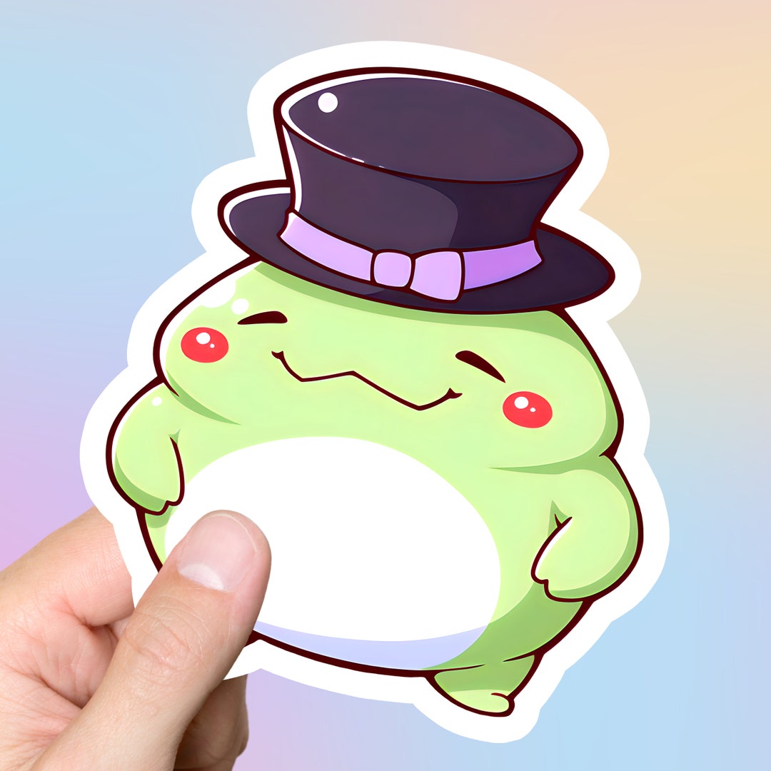 Froggy Top Hat Sticker Kawaii Preppy Aesthetic Chubby Froggy Rain Frog ...