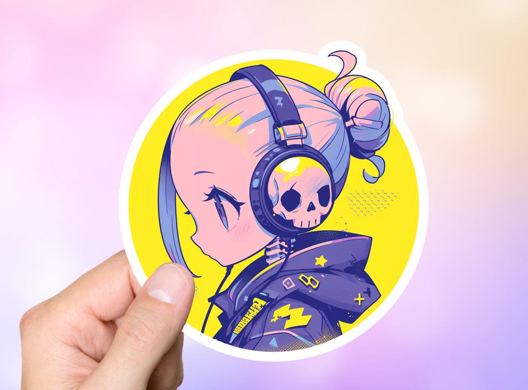 Lofi Goth Girl Sticker Cute Pastel Gothic Gift Nerdy Geeky Present ...