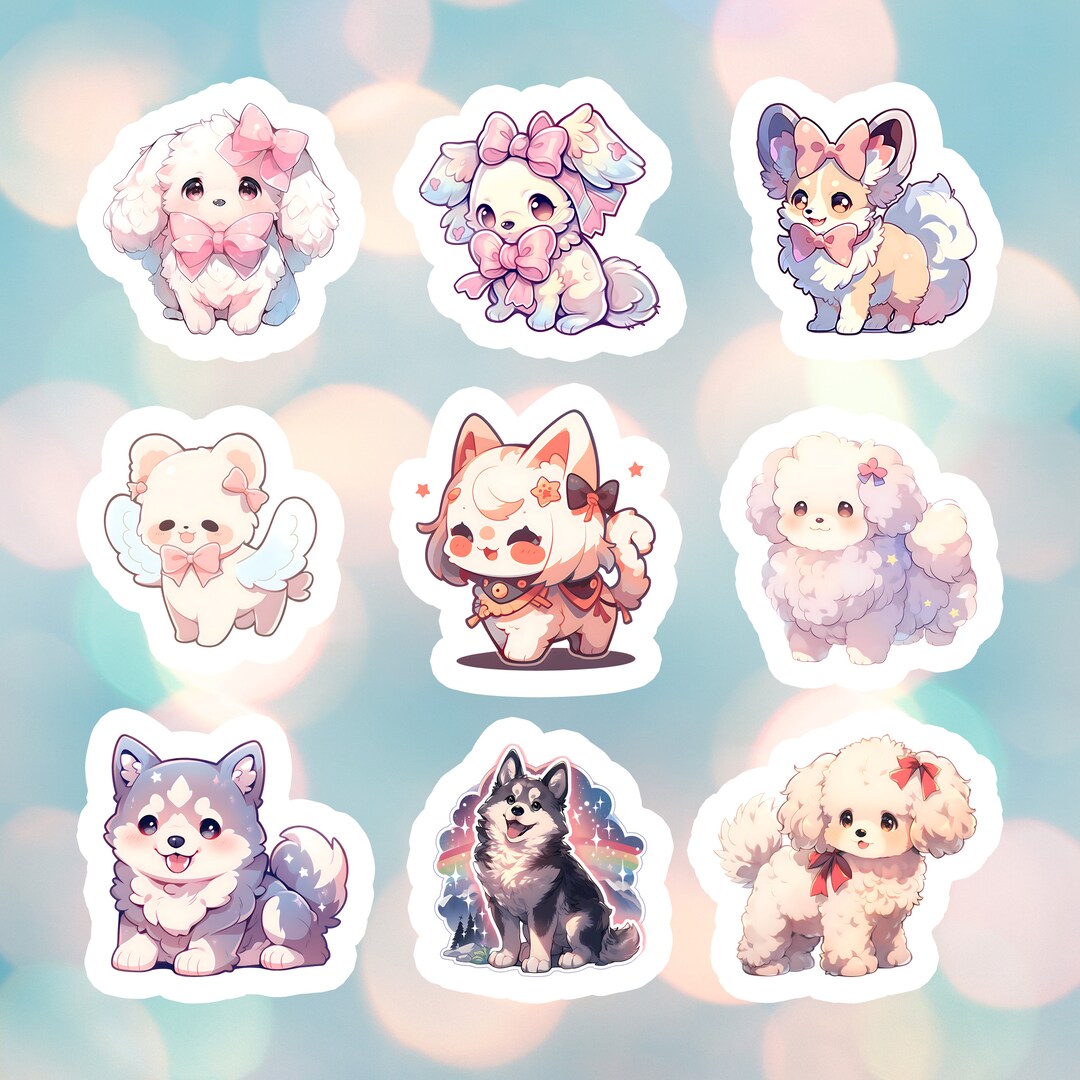 Cute Dogs Sticker Set, Kawaii Animal Stickers, Gift for Dog Lovers, for ...