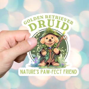 Golden Retriever DND Druid Sticker, Cute Dungeons and Dragons Gift, Dog ...