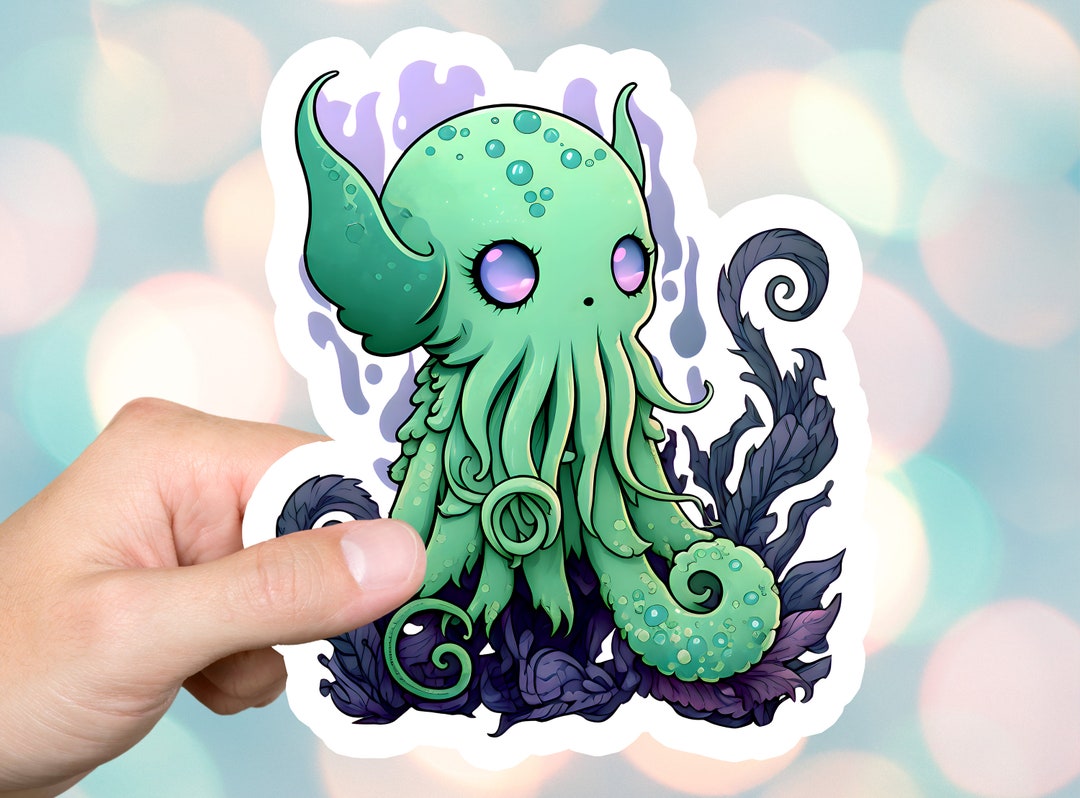 Cute Cthulhu Sticker HP Lovecraft Monster Kawaii Stickers Pastel Goth ...