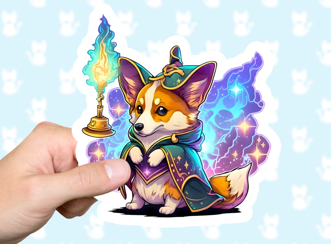 Cute Corgi Mage Sticker Kawaii DND Gift Dog Lovers Gift Dungeons and ...