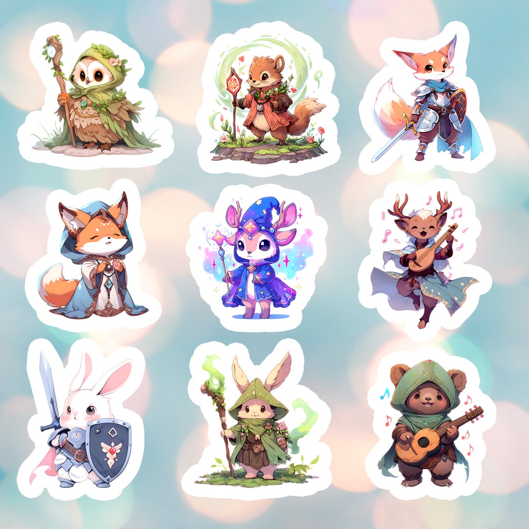 DND Woodland Animals Sticker Set, Dungeons and Dragons Stickers, for ...
